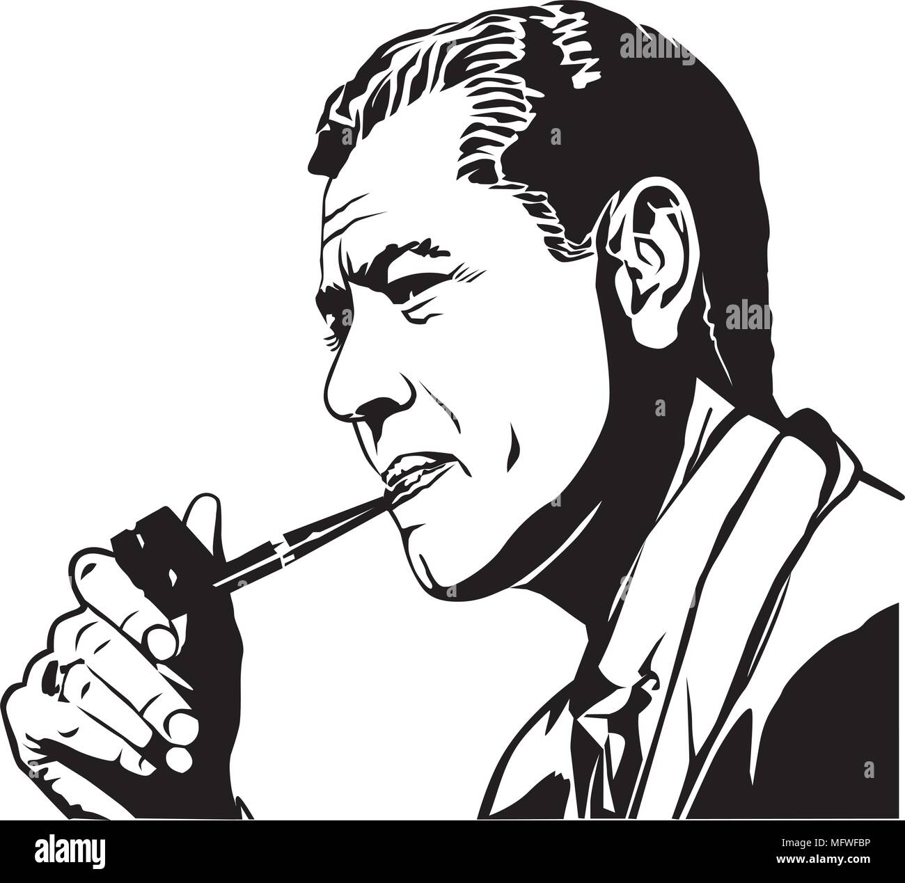 Mulling It Over - Retro Clipart Illustration Stock Vector Image & Art ...