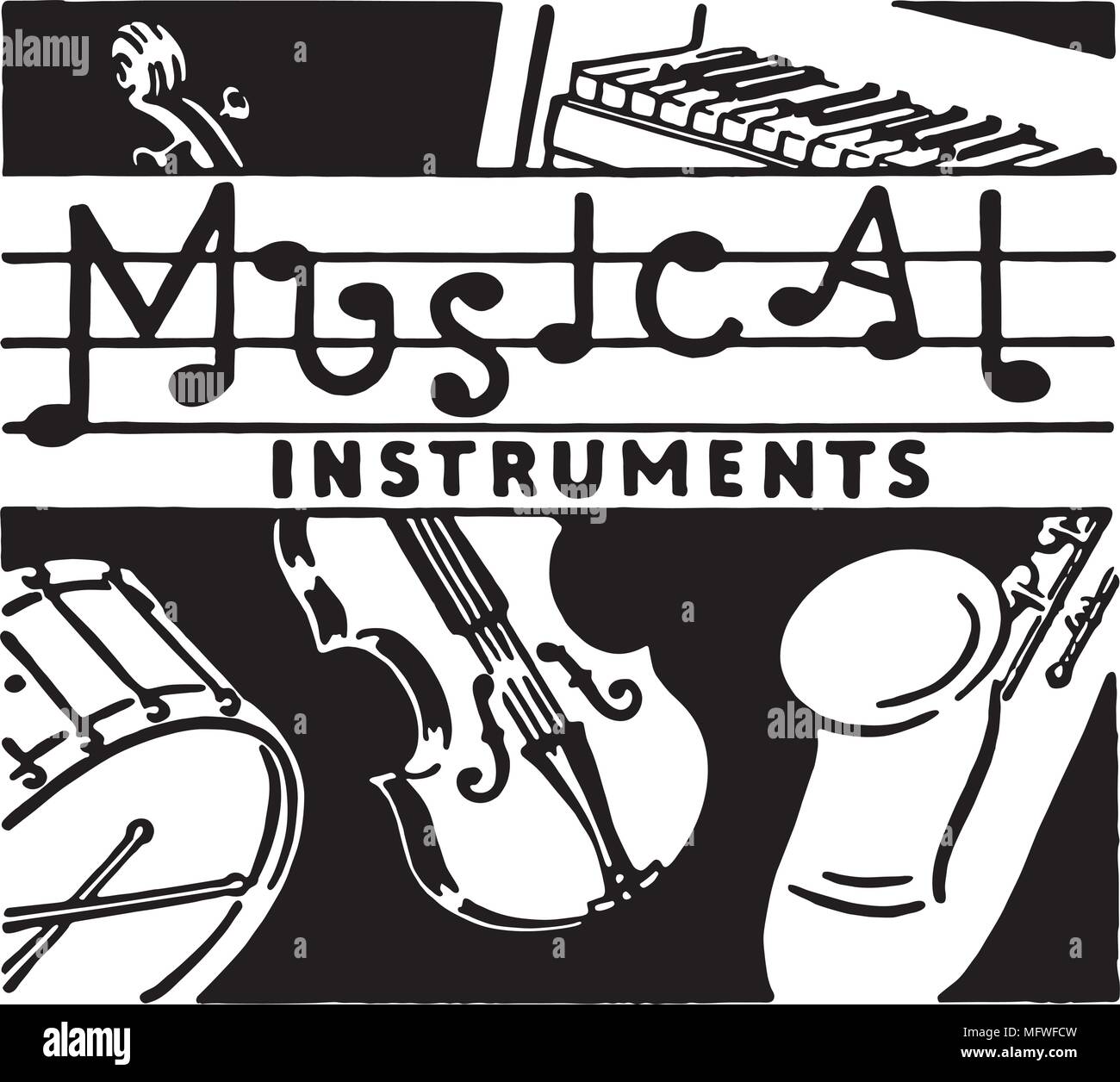 Musical Instruments - Retro Ad Art Banner Stock Vector Image & Art - Alamy