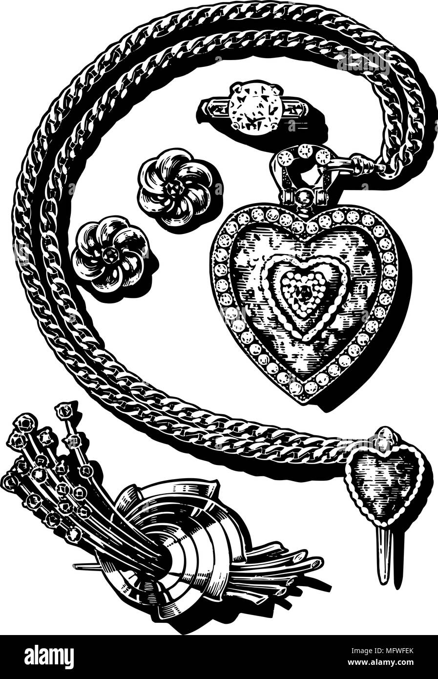 Vintage drawings necklace hi-res stock photography and images - Alamy