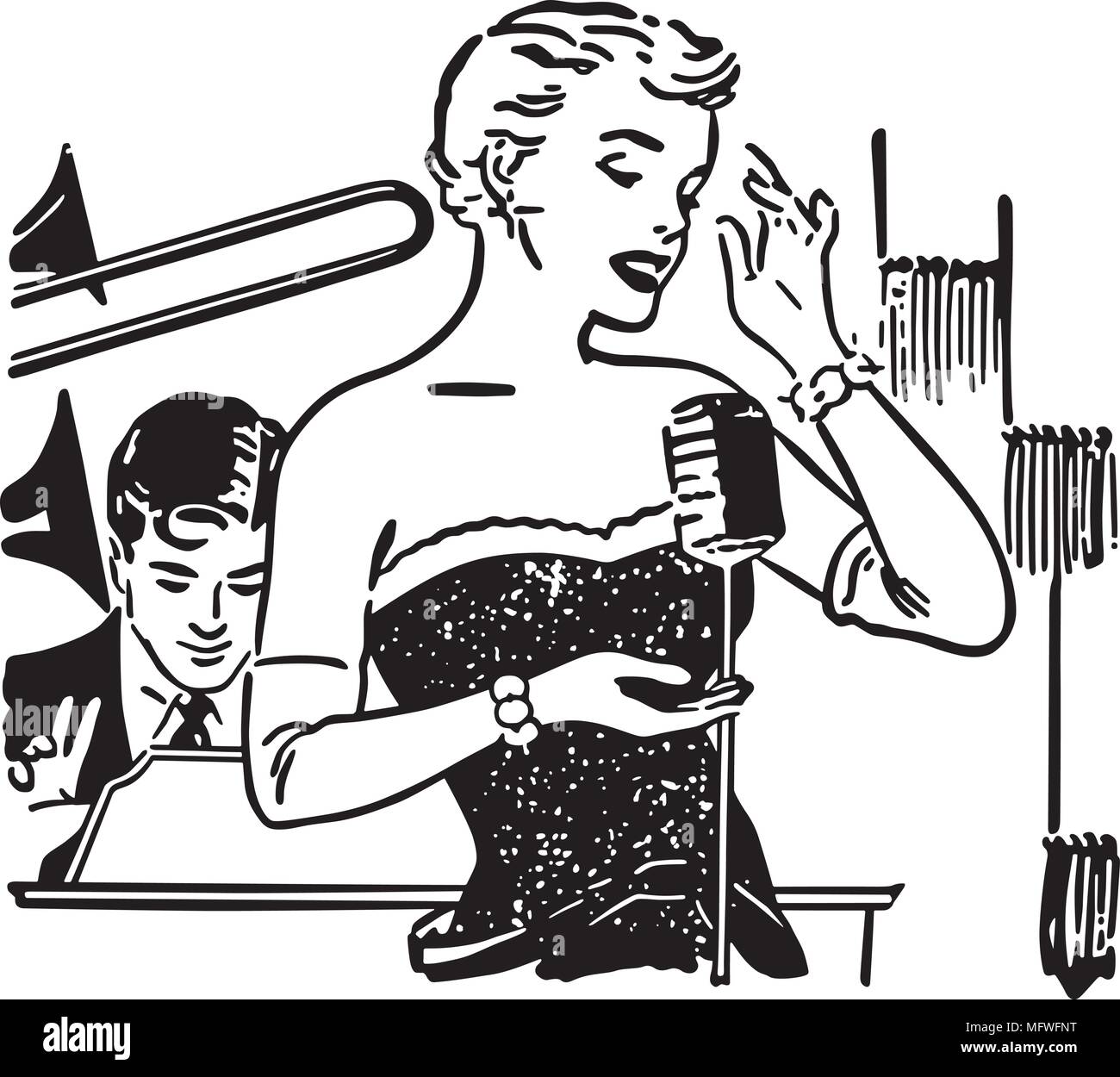 Nightclub Singer - Retro Clipart Illustration Stock Vector Image & Art ...