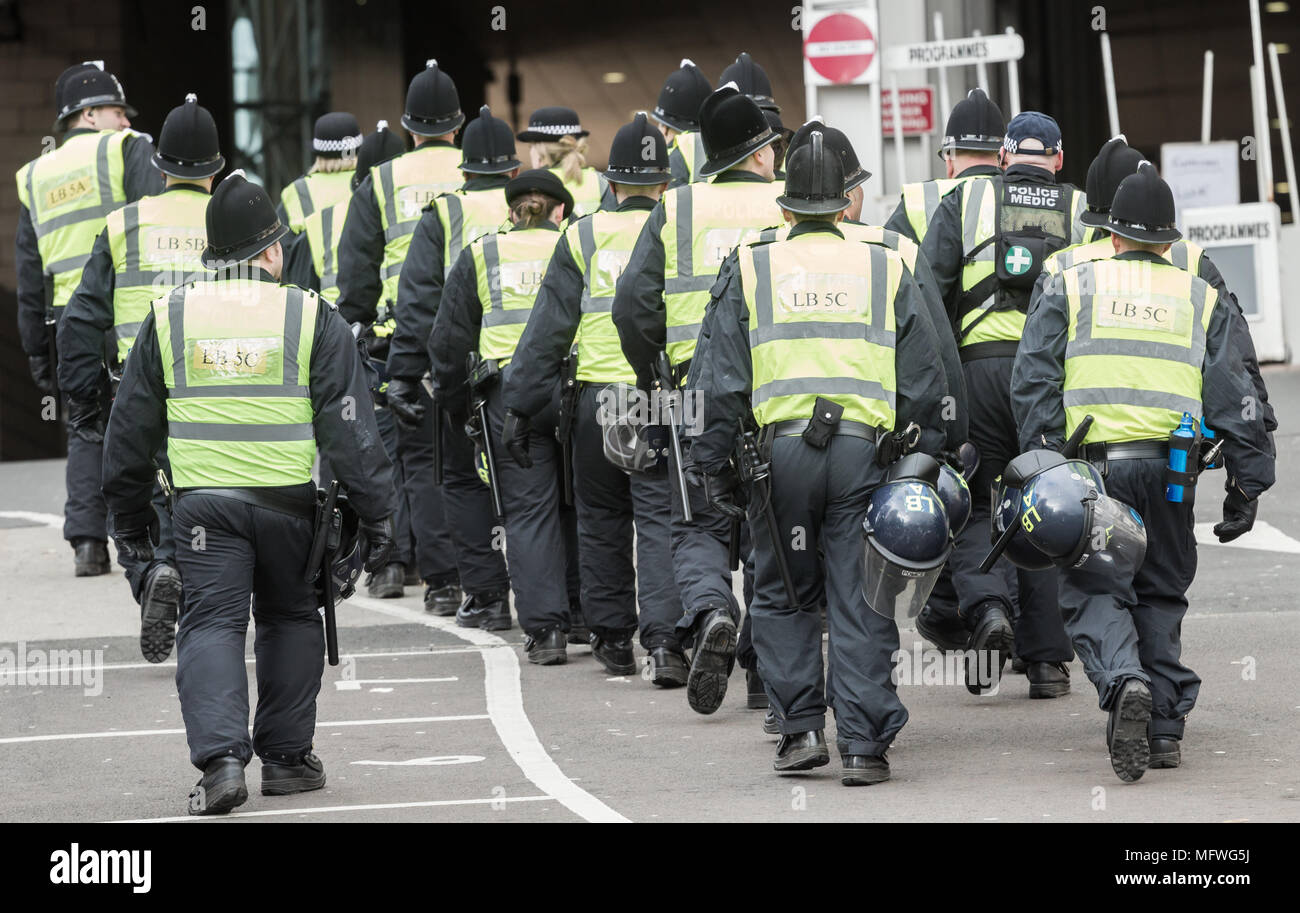 Poilce outside football ground ahead of match. UK Stock Photo - Alamy