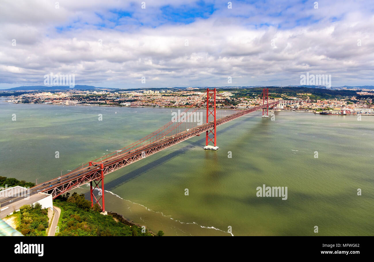 View on the 25 de Abril Bridge - Lisbon, Portugal Stock Photo - Alamy