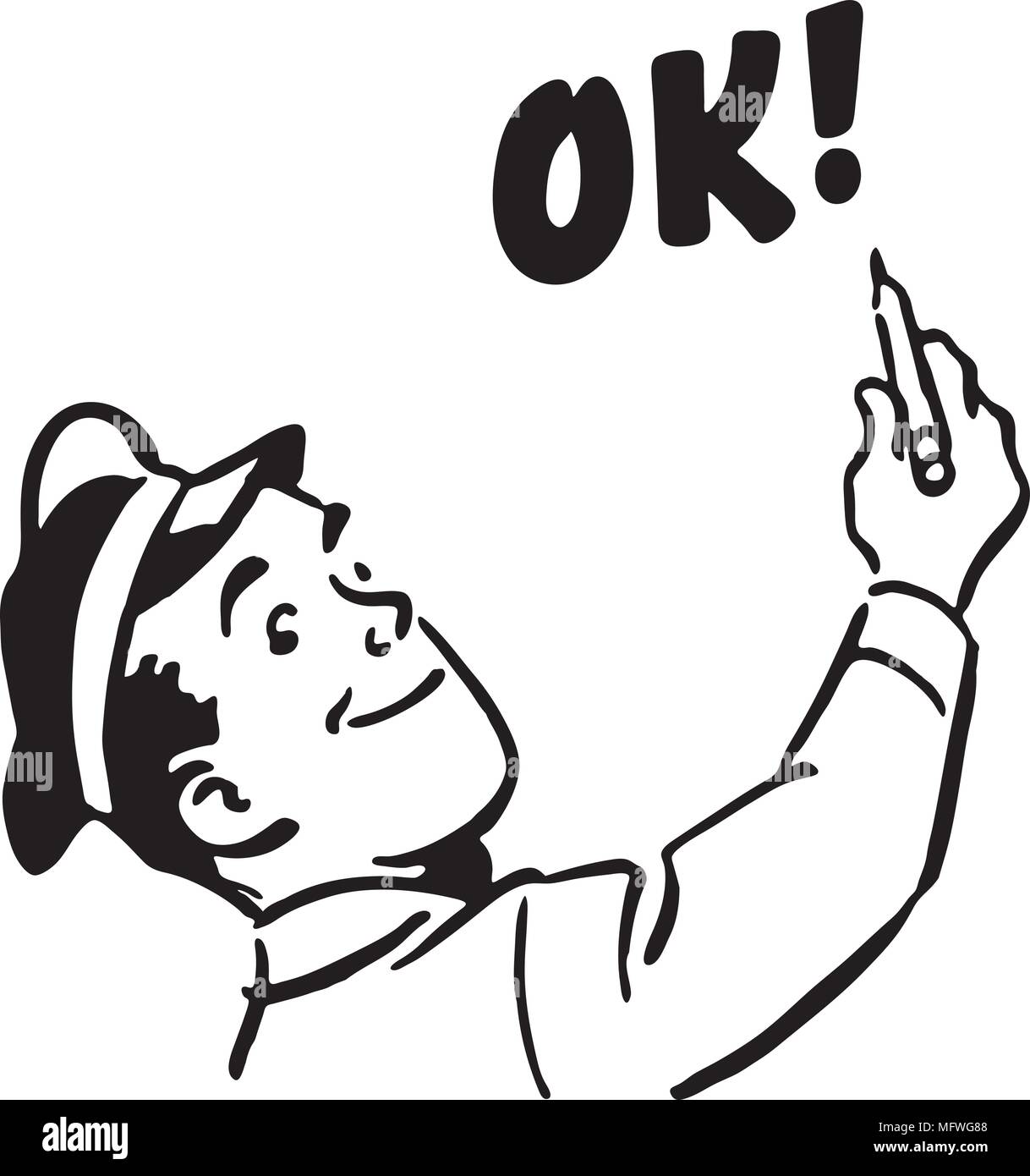 OK - Retro Clipart Illustration Stock Vector Image & Art - Alamy