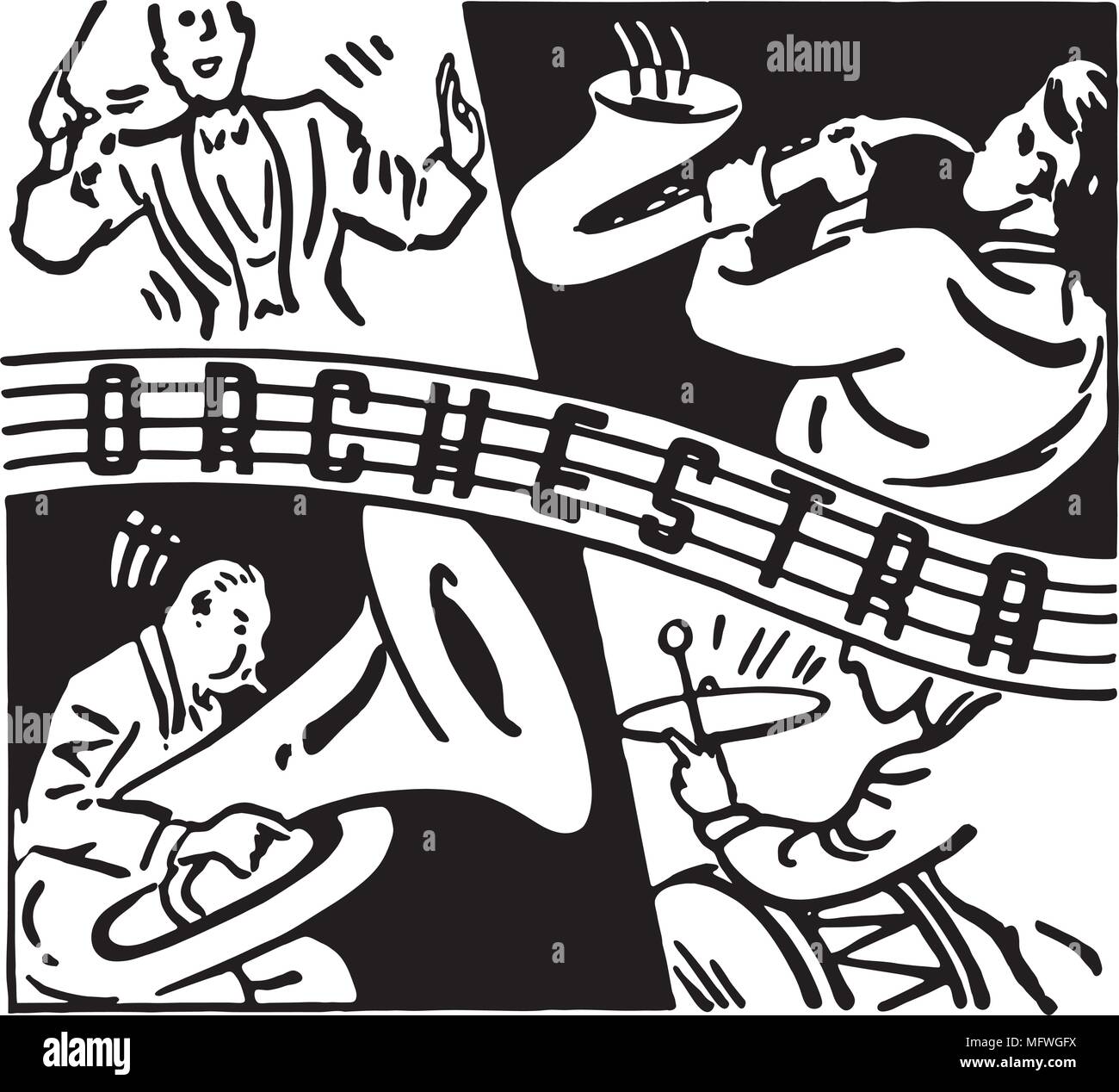 Orchestra - Retro Ad Art Banner Stock Vector Image & Art - Alamy