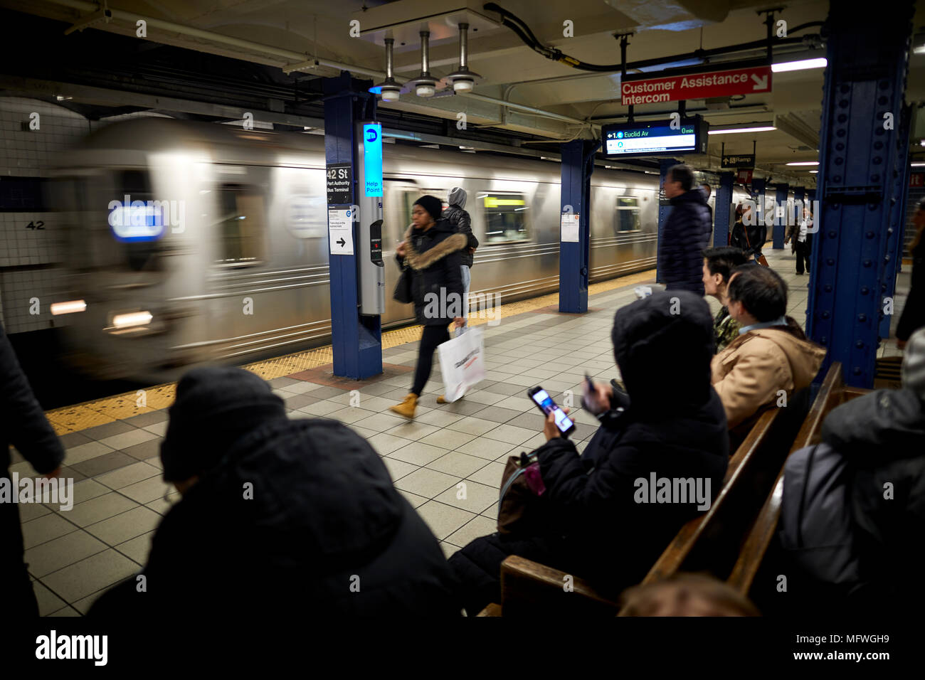 Manhattan in New York City MTA subway E Train Stock Photo - Alamy