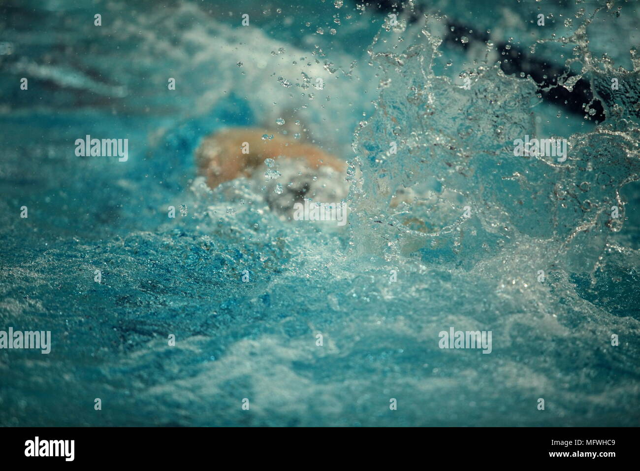 bubbling water of a swimming pool close to Stock Photo - Alamy