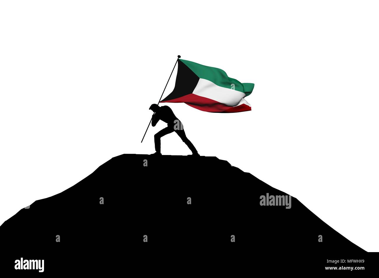 Man planting flag summit mountain hi-res stock photography and images ...