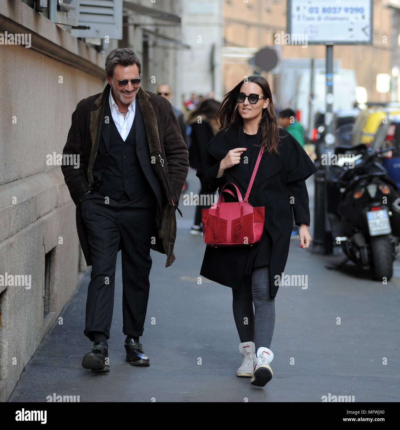 Filippo Nardi shopping at Saint Laurent with a female friend in Milan ...