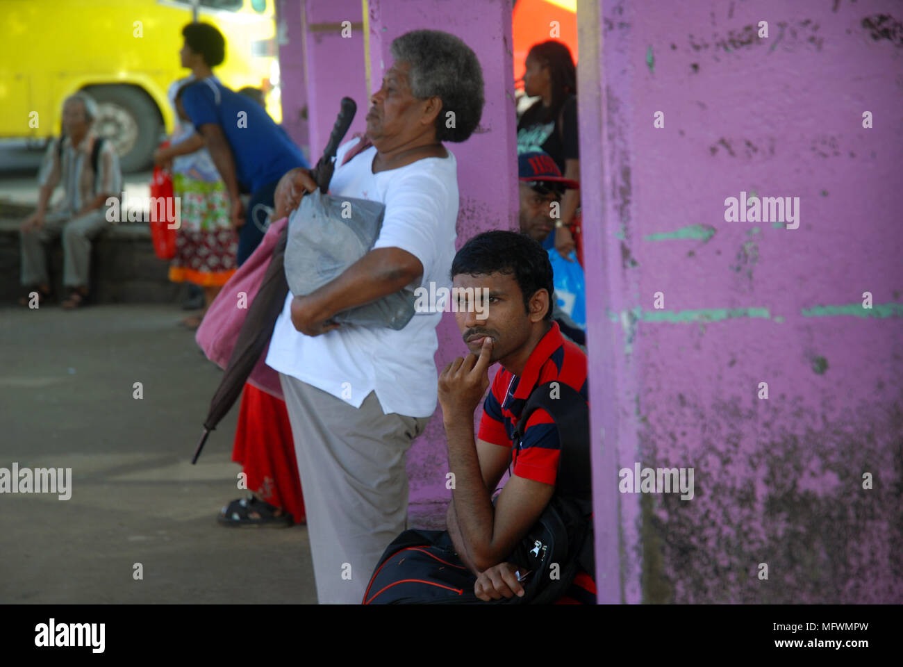 Commuters at Suva Bus Station, Fiji Stock Photo - Alamy