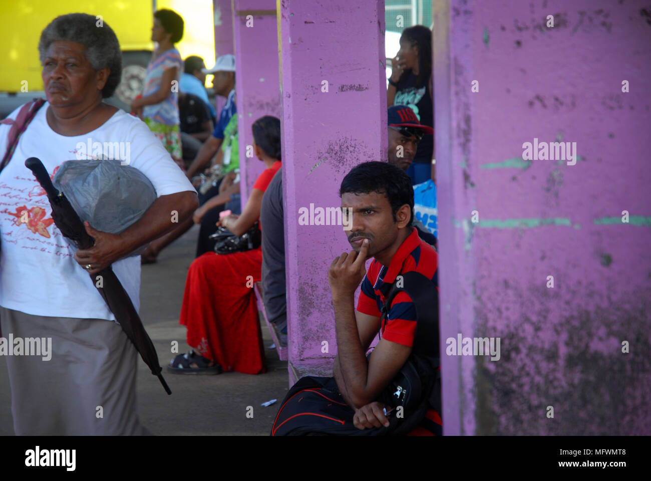 Commuters at Suva Bus Station, Fiji Stock Photo - Alamy