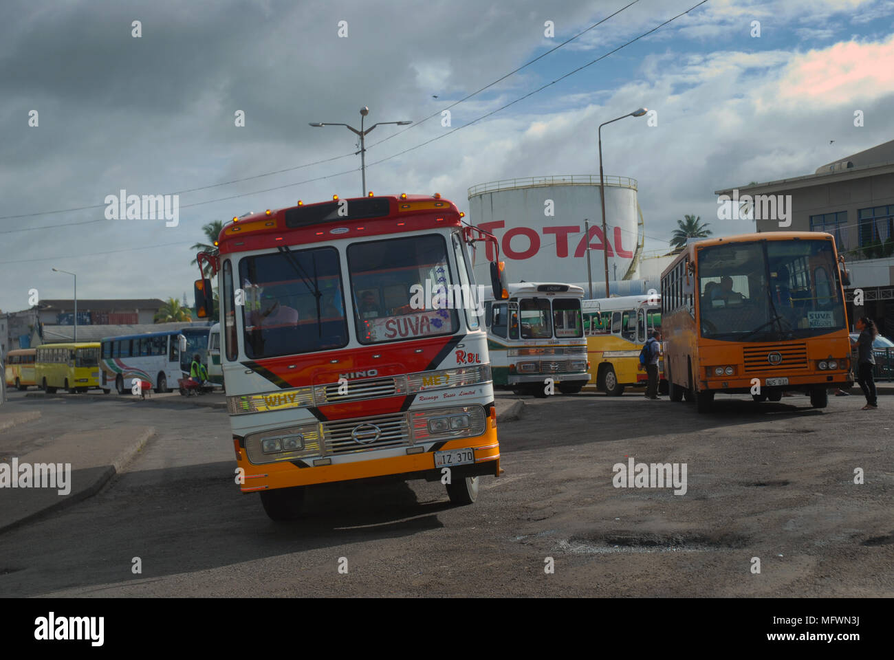 Commuters at Suva Bus Station, Fiji Stock Photo - Alamy