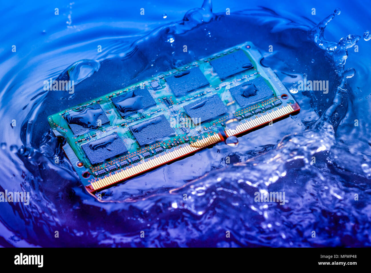 technology cyber electronic concept. cpu ram computer Fall into the ...