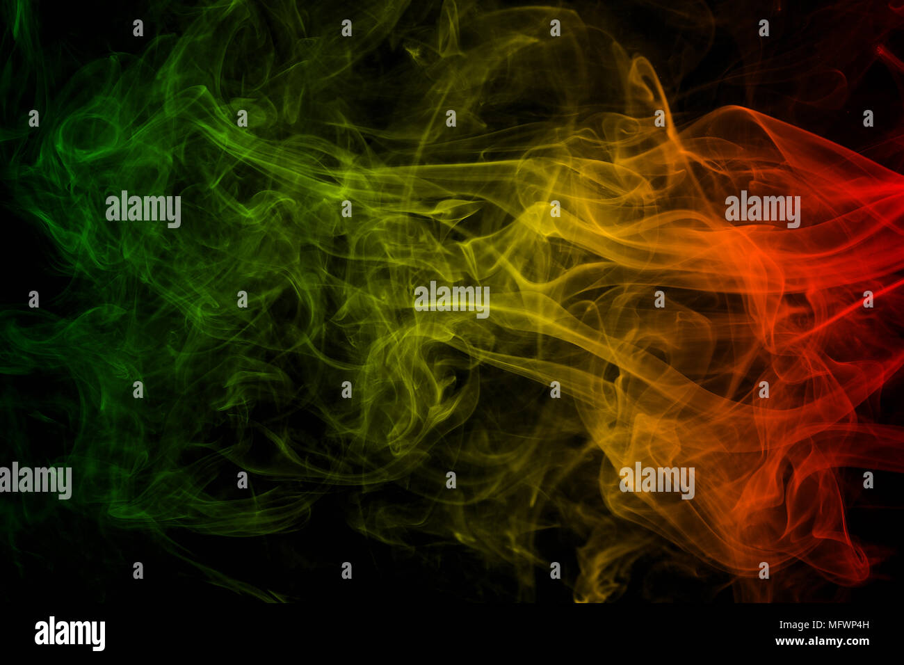 abstract background smoke curves and wave reggae colors green, yellow ...
