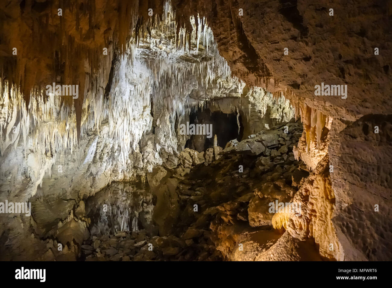 Waitomo rock formations in glowworm caves, New Zealand Stock Photo - Alamy