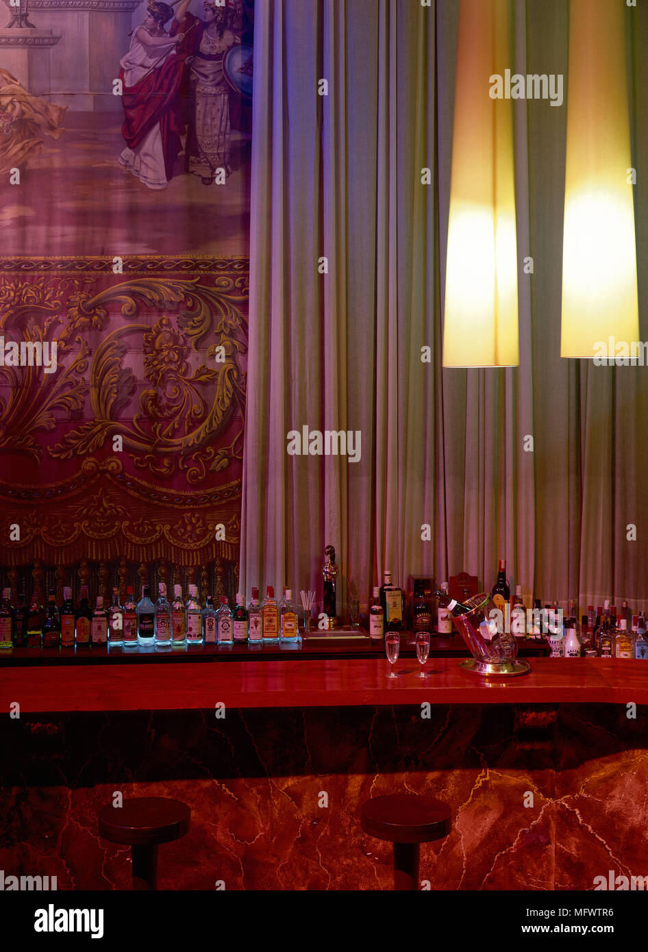 Bar counter with ambient lighting Stock Photo - Alamy