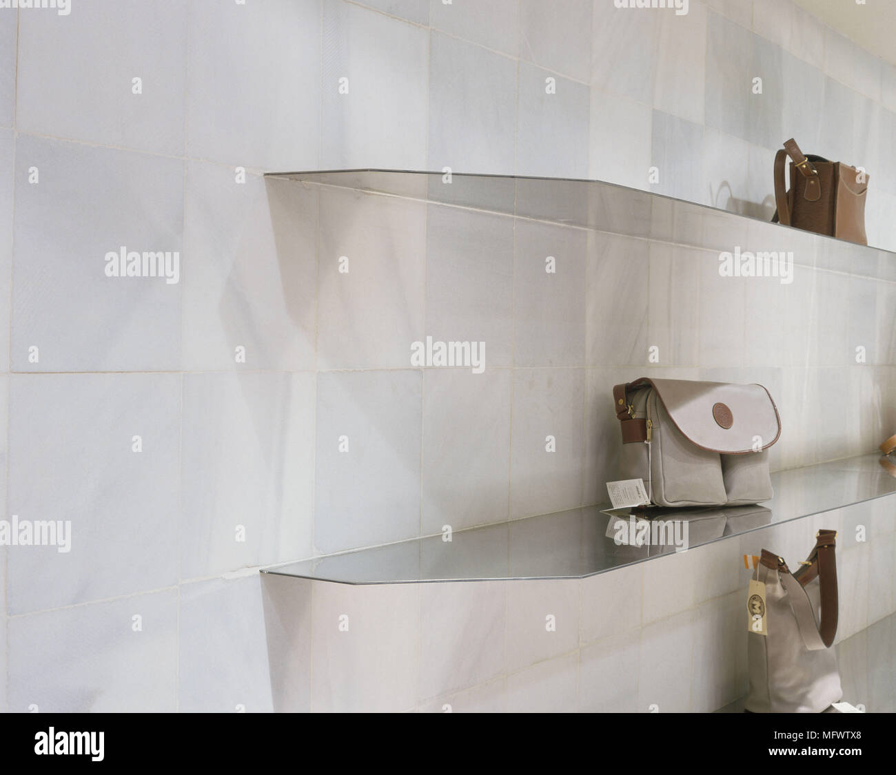 Interior of shop with product displays Stock Photo - Alamy