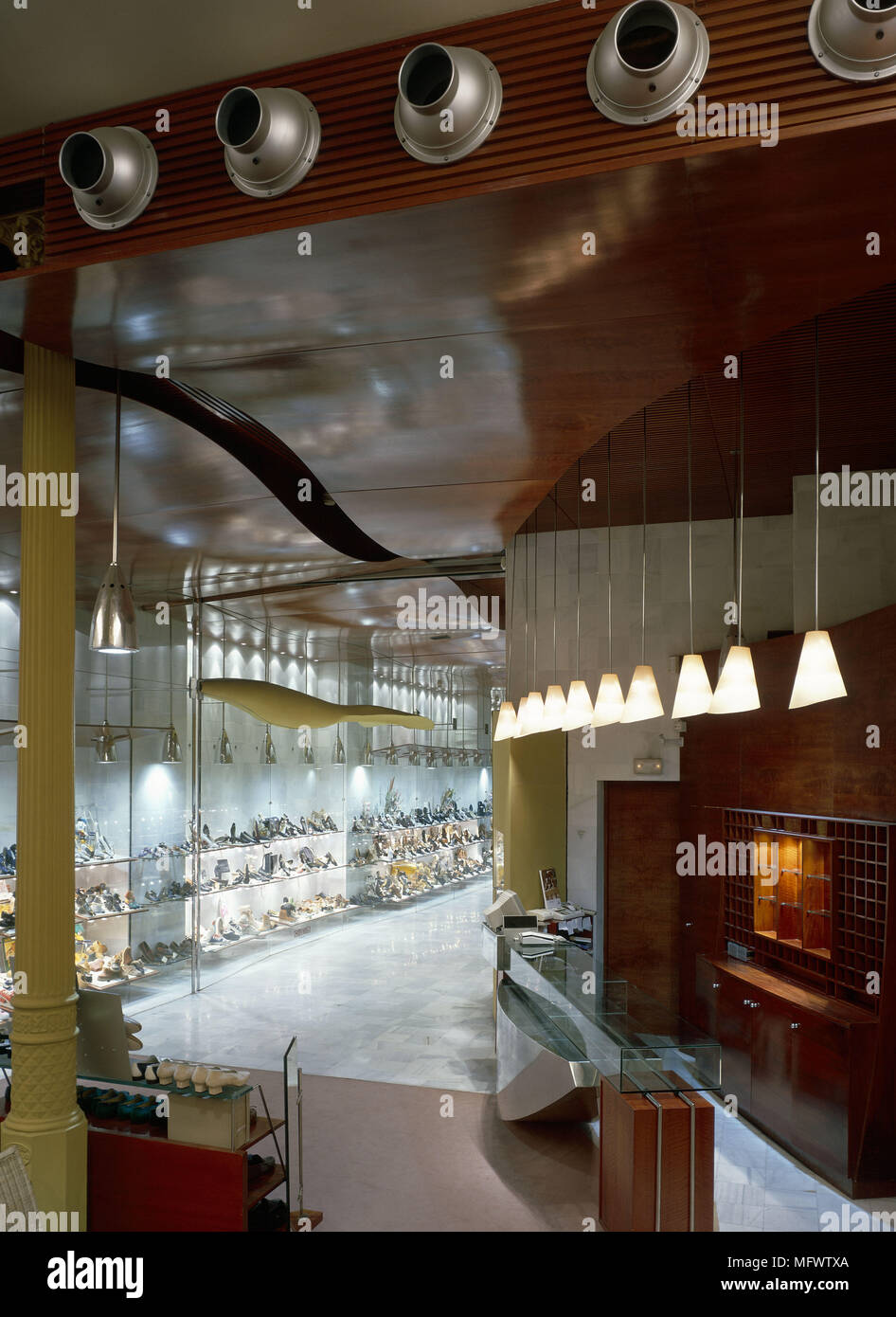 Interior of shop with product displays Stock Photo - Alamy