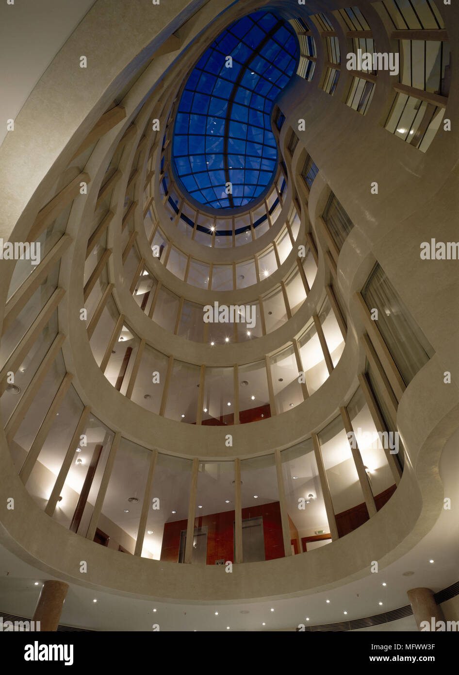 View from below of hotel artrium Stock Photo - Alamy