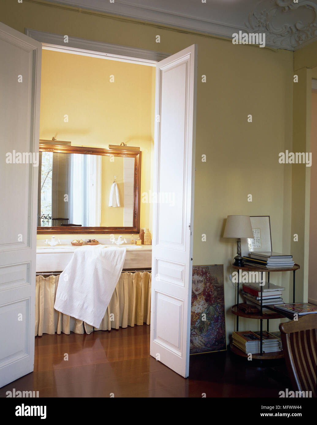 View of a bathroom from a doorway Stock Photo - Alamy