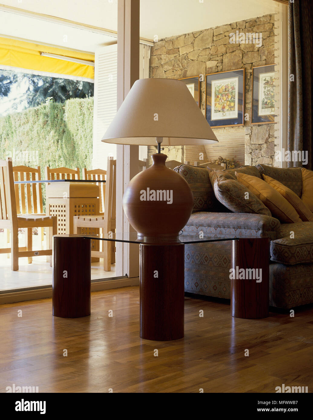 View of a lamp in a living room Stock Photo - Alamy