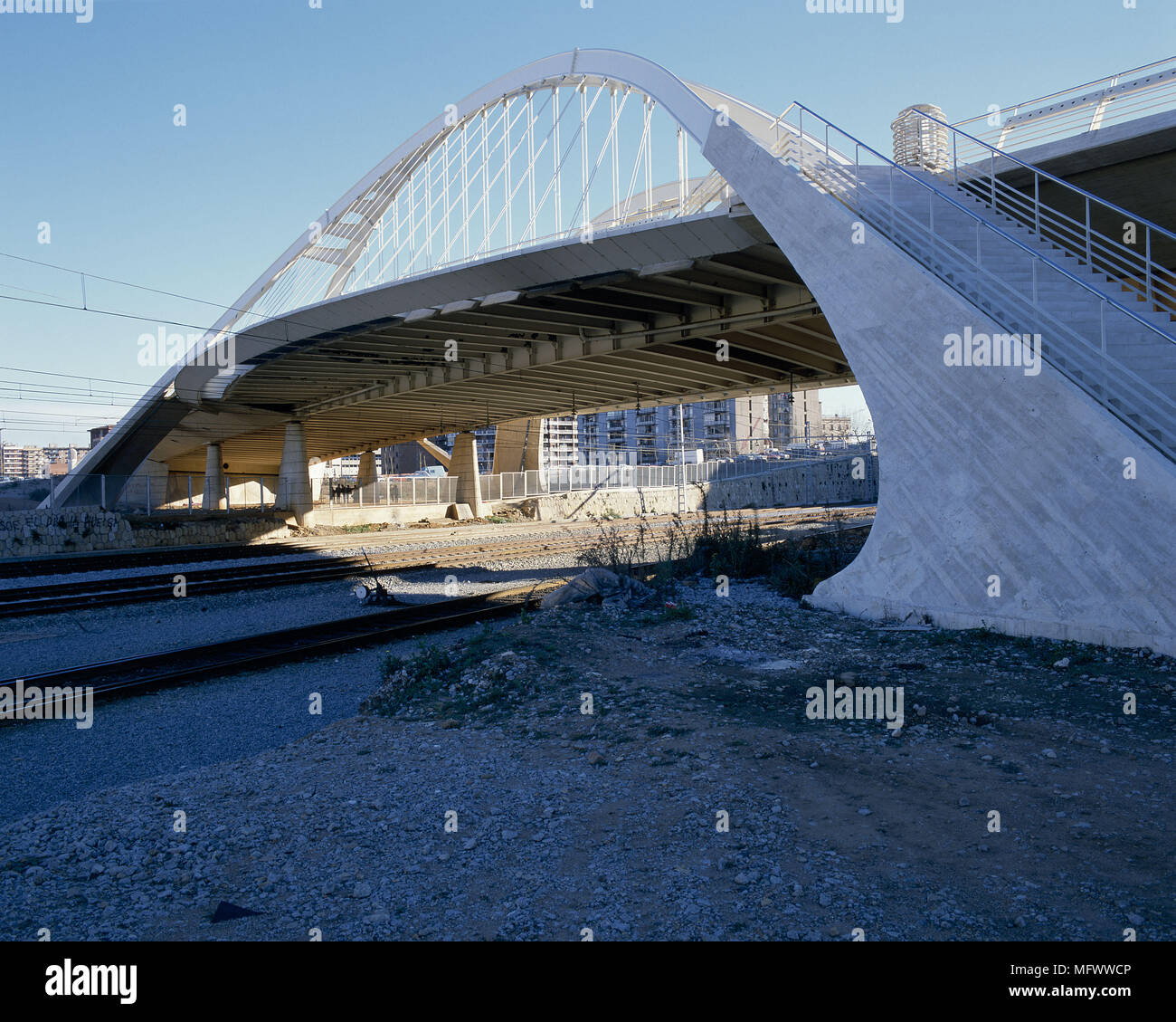 View of a long bridge Stock Photo - Alamy