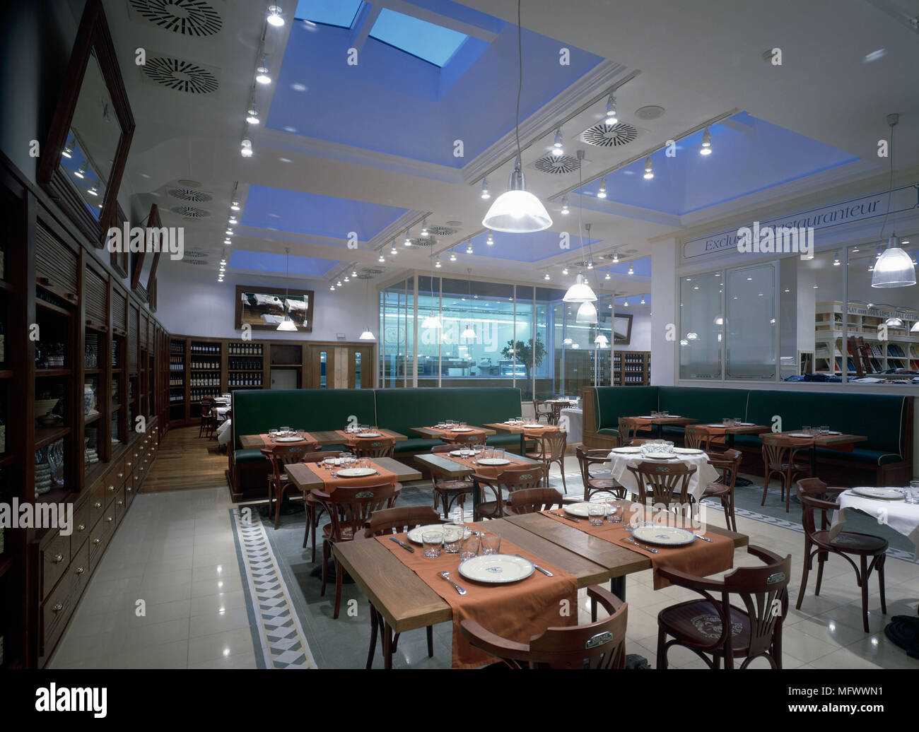 View of a well organized dining area Stock Photo - Alamy