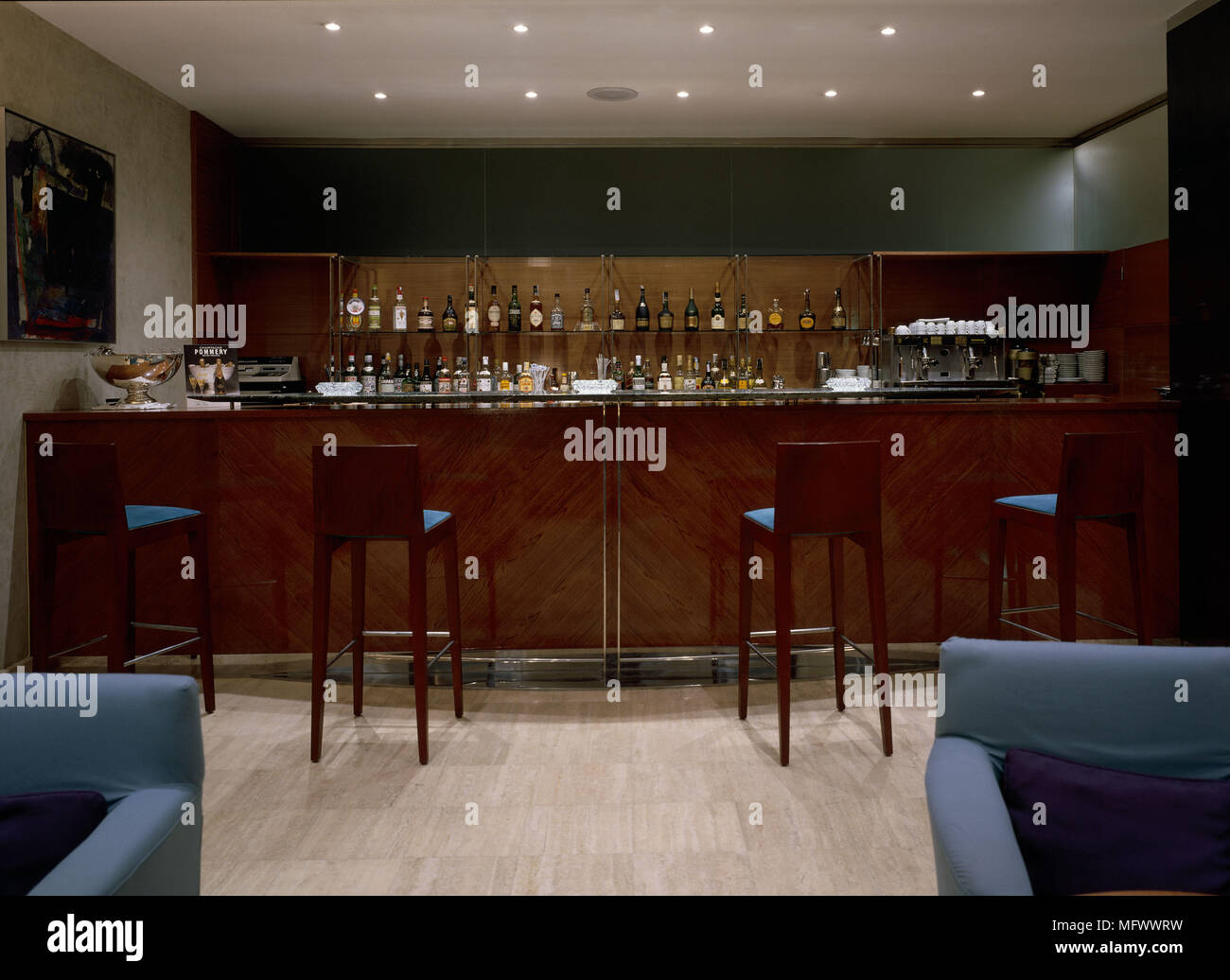 View of an eclectic bar inside a hotel Stock Photo - Alamy