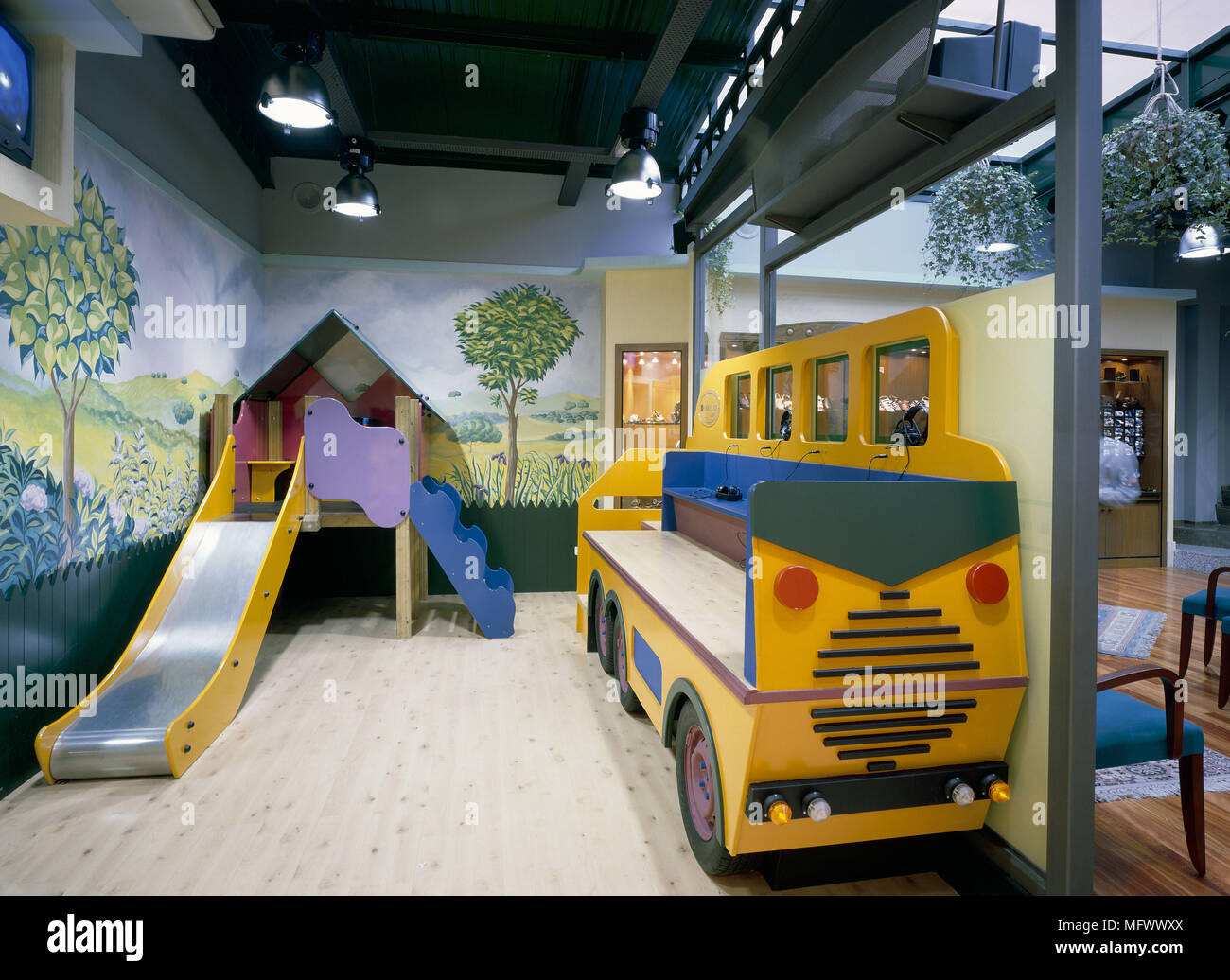 View of an eclectic playroom inside a shop Stock Photo - Alamy