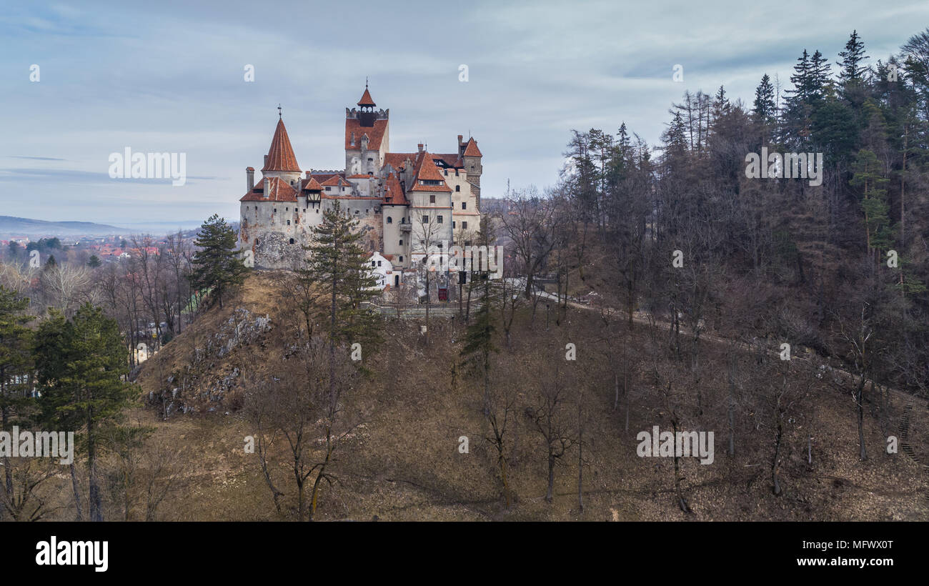 The medieval Castle of Bran known for the myth of Dracula. Brasov ...