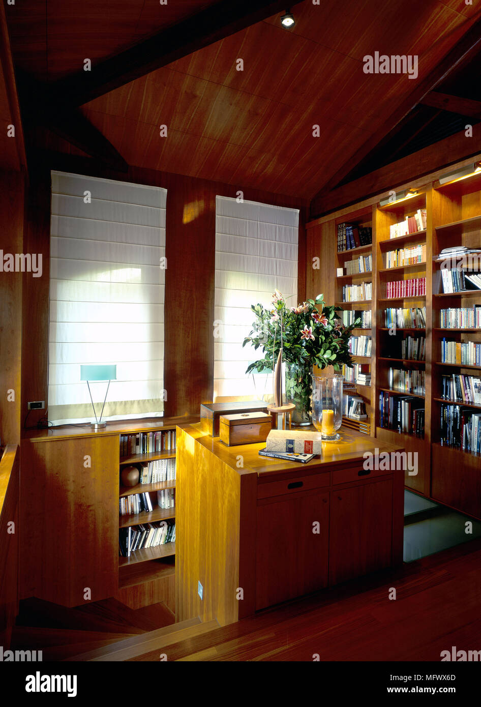 View of an organized library Stock Photo - Alamy