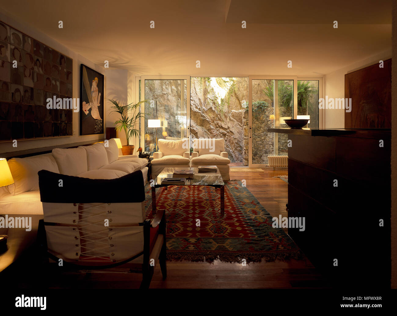 View of comfortable couches in a living room Stock Photo - Alamy