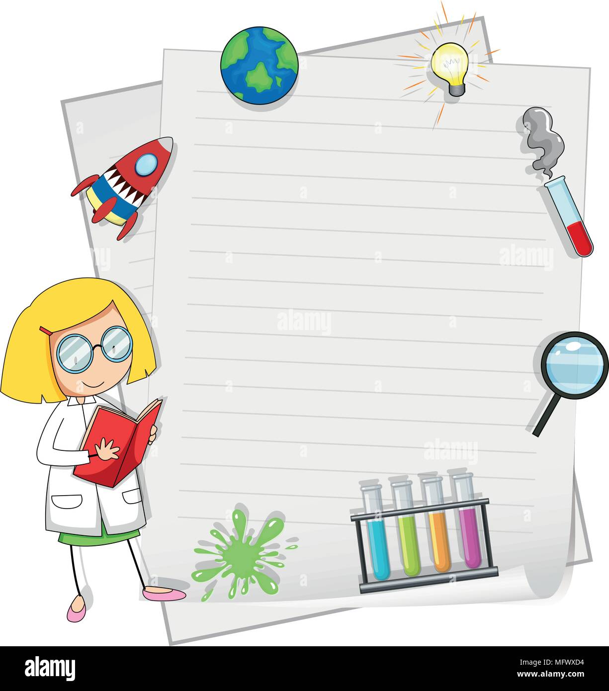 A Science Girl Note Template illustration Stock Vector Image & Art - Alamy