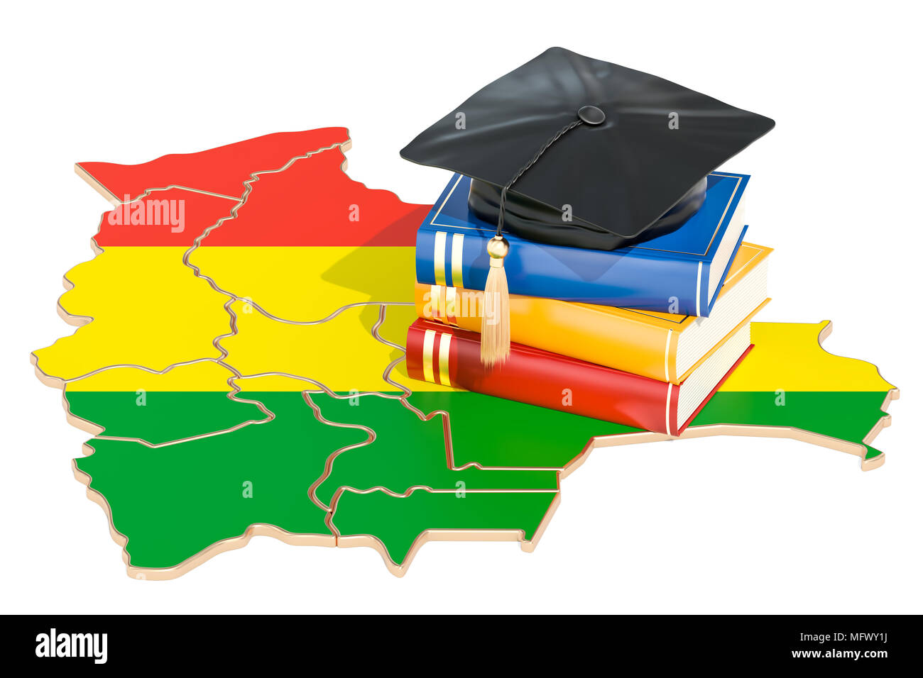 Education in Bolivia concept, 3D rendering isolated on white background ...