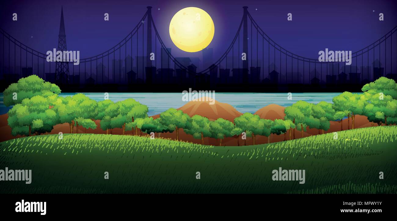 Summer evening view over Stock Vector Images - Alamy