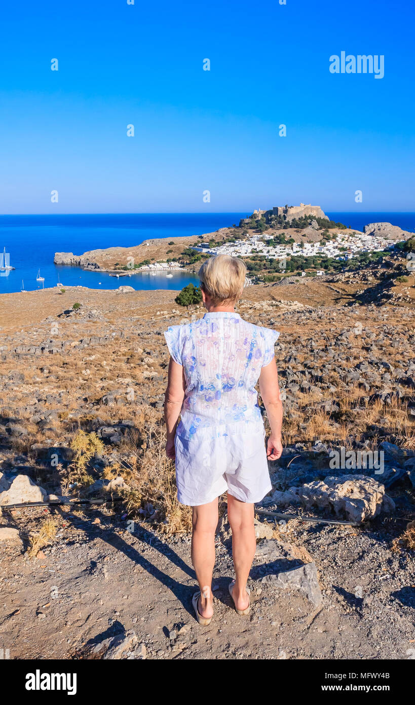 Rhodes beach woman hi-res stock photography and images - Alamy