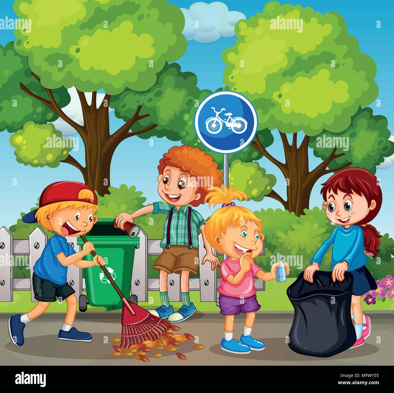 Children Cleaning The Environment