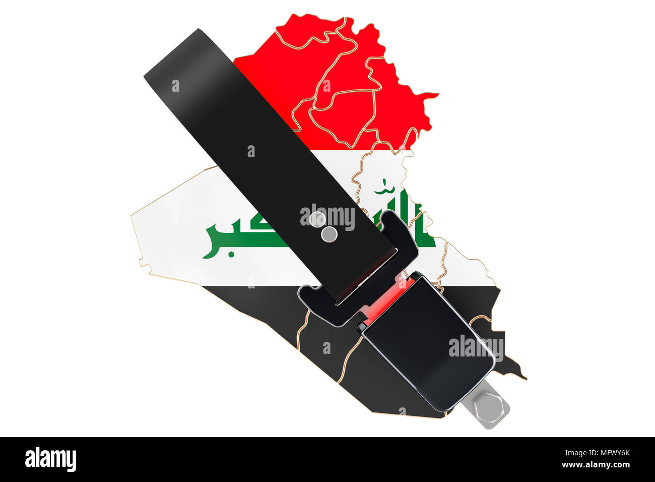 Iraqi map with safety belt. Security and protect or insurance concept ...