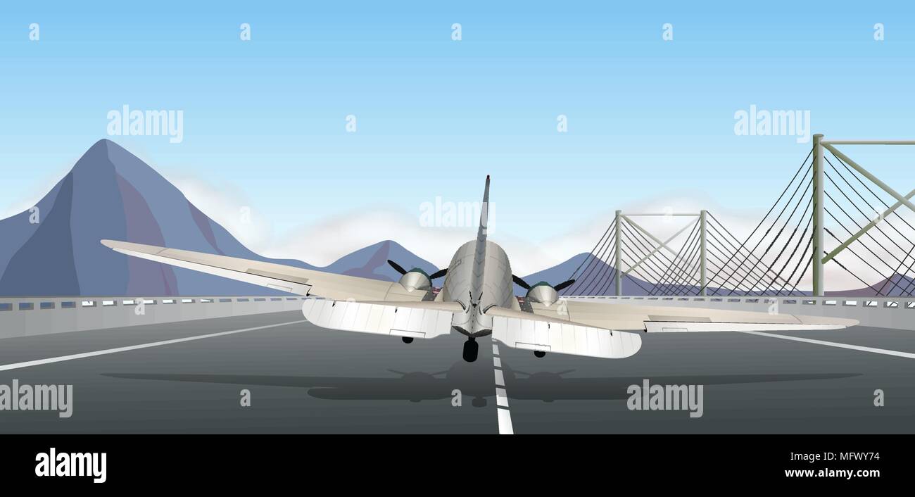 Airplane landing Stock Vector Images - Alamy