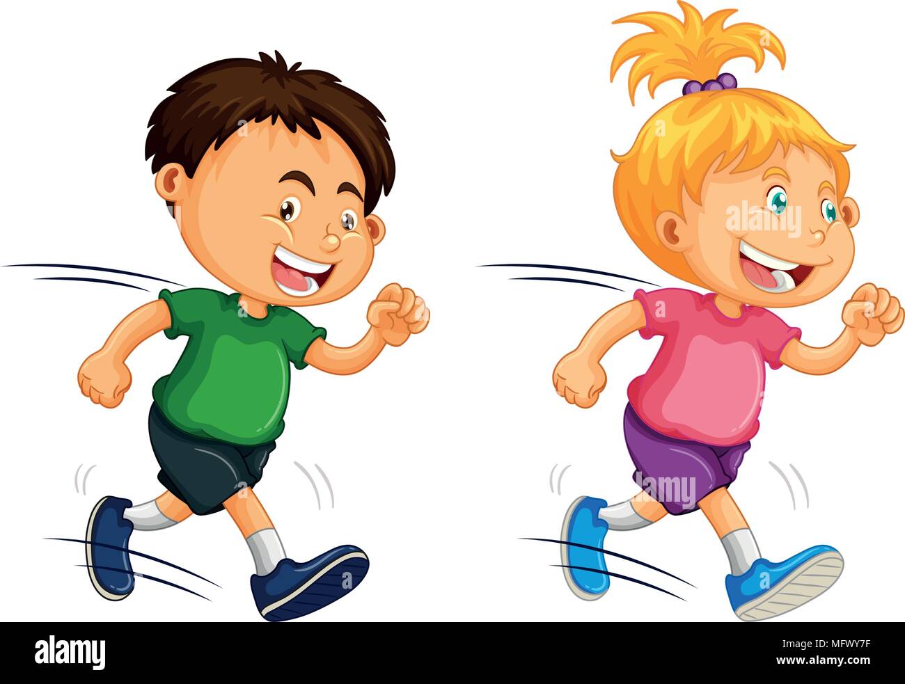 Kids Running on White Background illustration Stock Vector Image & Art ...