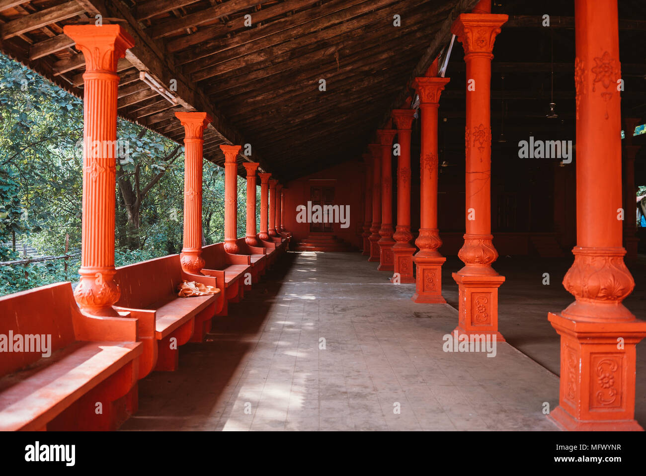 Red Hindu Temple on a hilltop overlooking Goa, India Stock Photo - Alamy