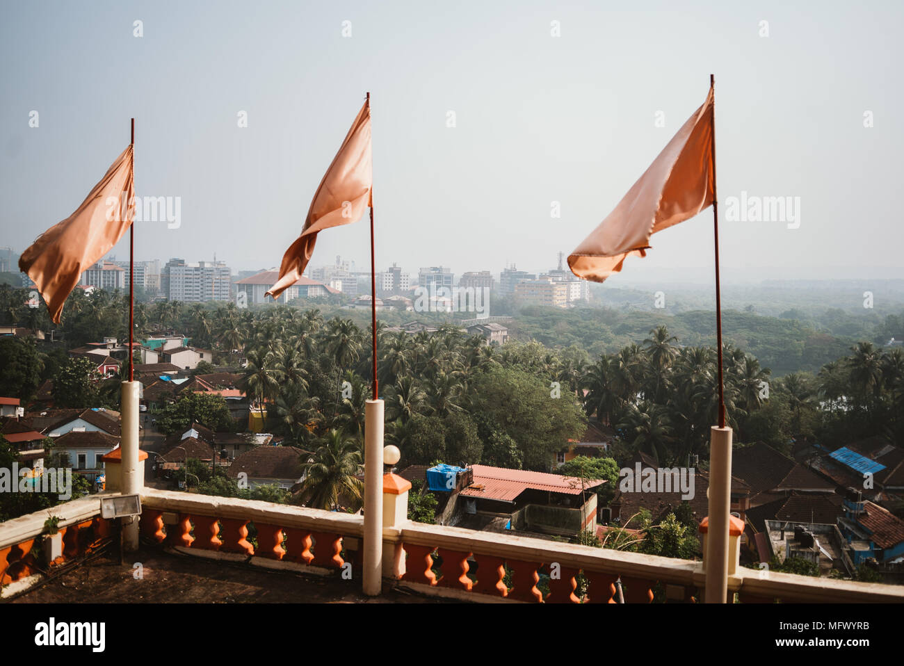 Red Hindu Temple on a hilltop overlooking Goa, India Stock Photo - Alamy