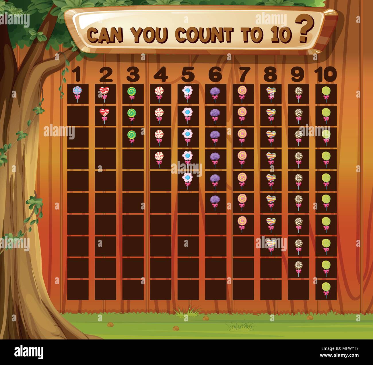 Mathematics Picture Graph Count 1 to 10 illustration Stock Vector Image ...