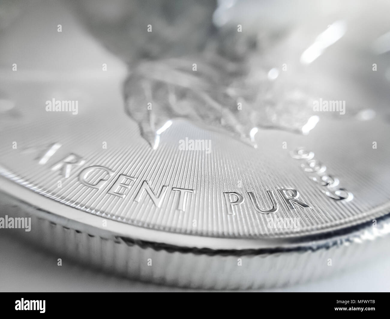 Macro Close-up of Silver Bullion Coin Stock Photo - Alamy
