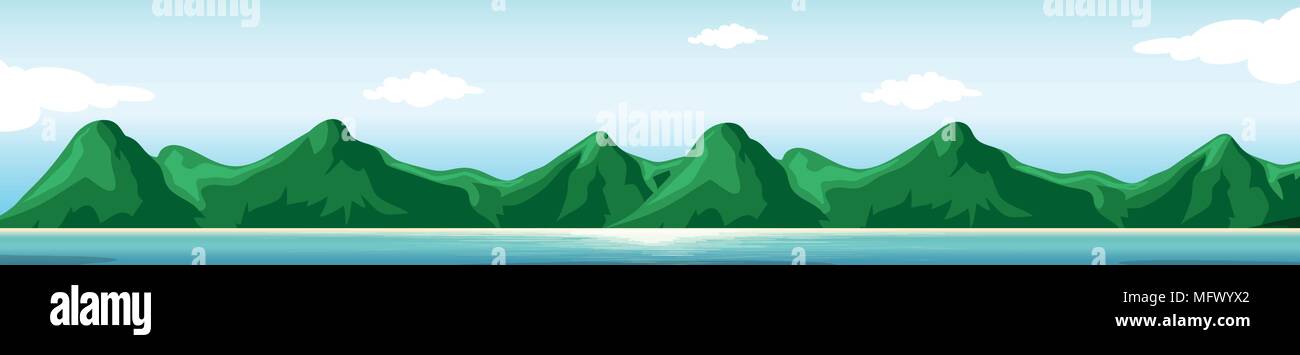 Mountain on the Island Scene illustration Stock Vector Image & Art - Alamy