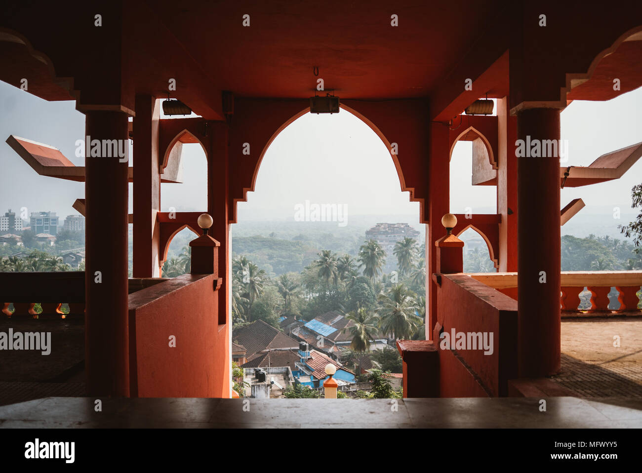 Red Hindu Temple on a hilltop overlooking Goa, India Stock Photo - Alamy