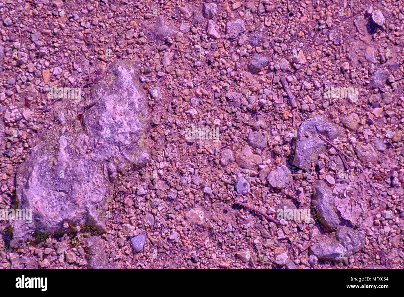 Ultra purple Ground like on Mars, land texture, sand surface, stone ...