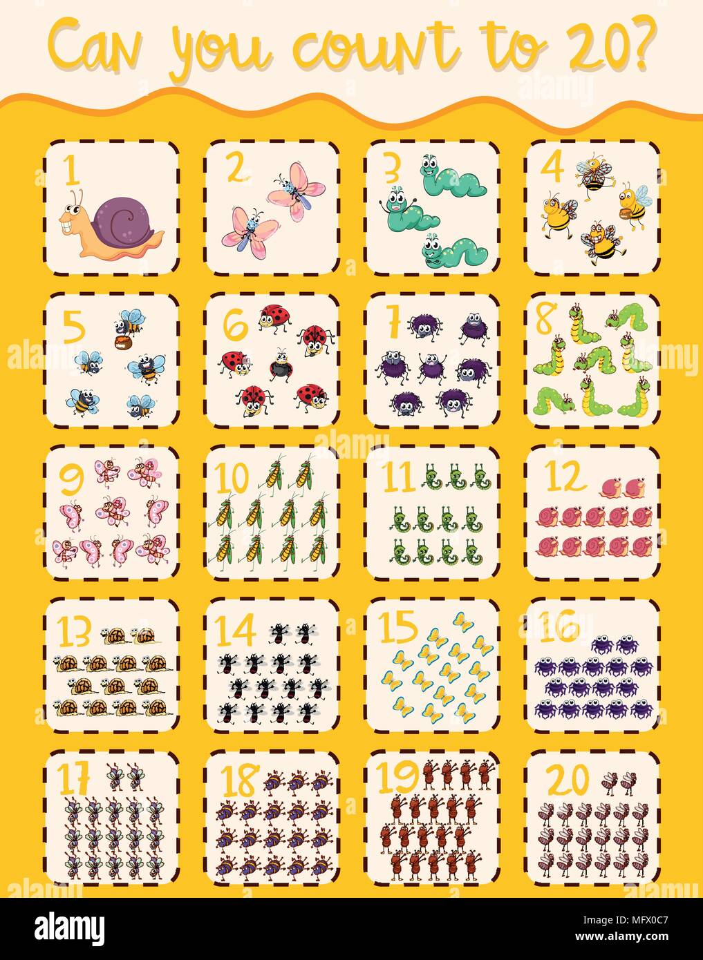 Mathematics Poster Count 1 to 20 illustration Stock Vector Image & Art ...