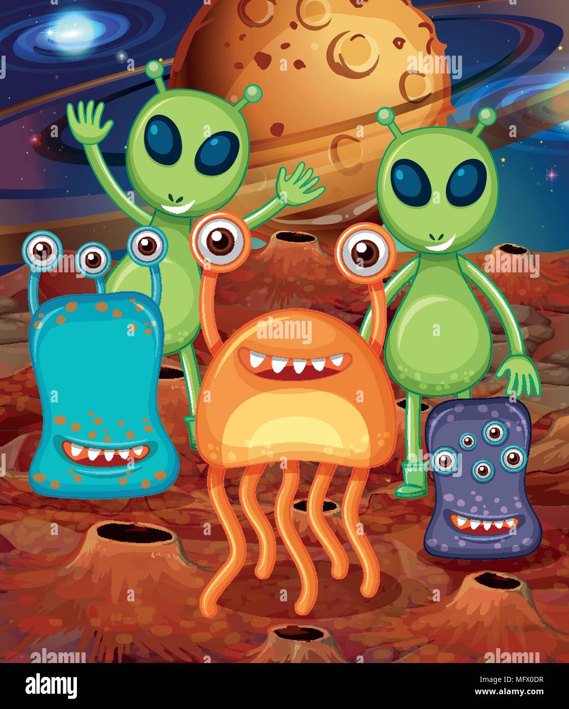 Cartoon illustration funny mars planet Stock Vector Images - Alamy