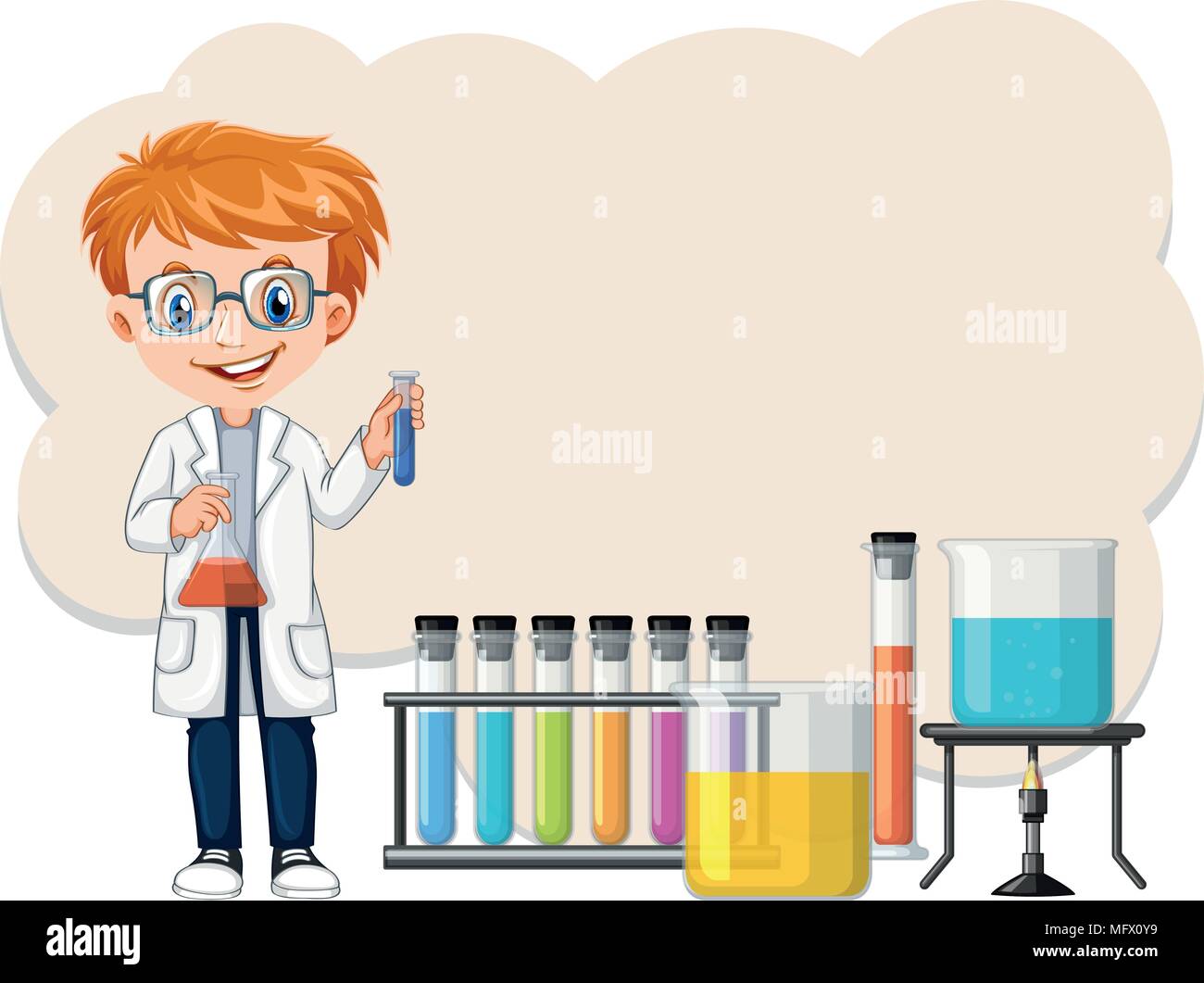 scientist Holding Beaker and Test Tube illustration Stock Vector Image ...