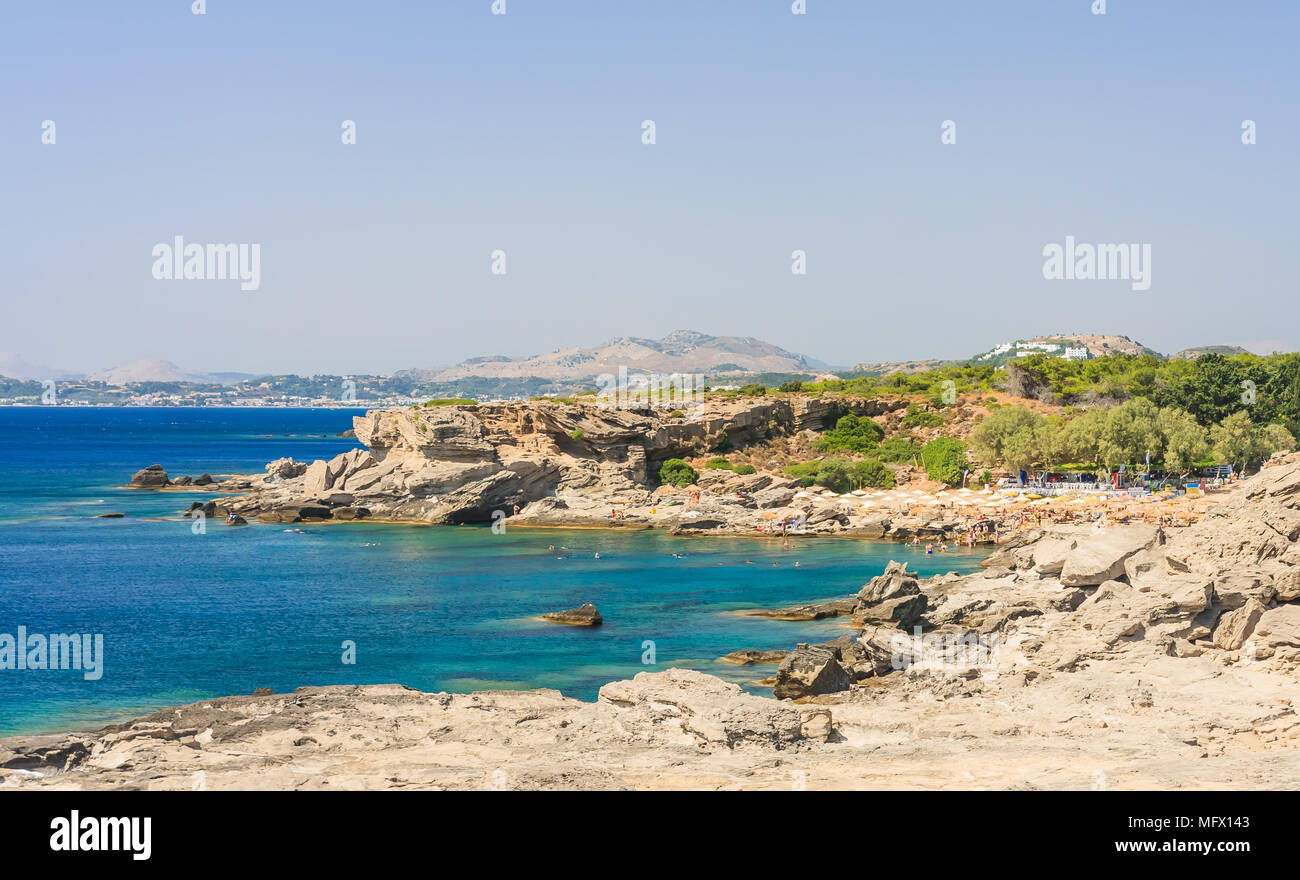 Vacation at sea. Bay of Kalithea (Kalithea). Rhodes Island. Greece ...